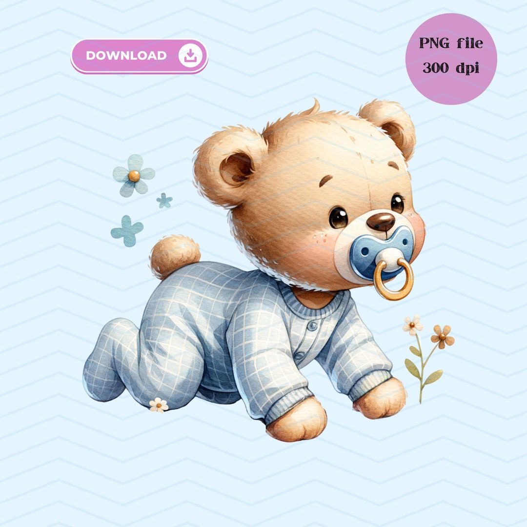 Blue Teddy Bear Clipart 5 PNG Digital Download Blue Teddy Bear Baby ...