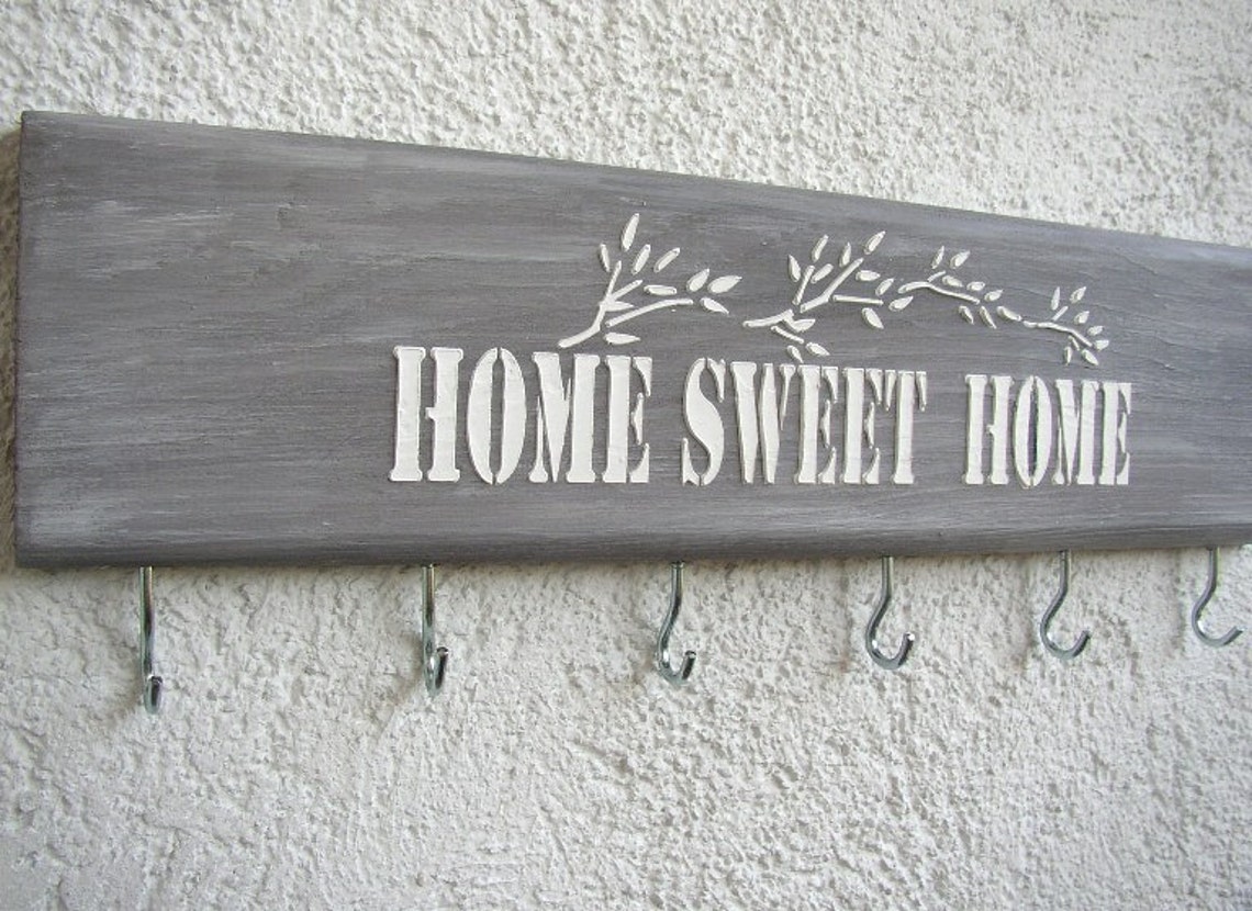 Housewarming Gift Key Holder Wall Key Rack Home Sweet Home - Etsy