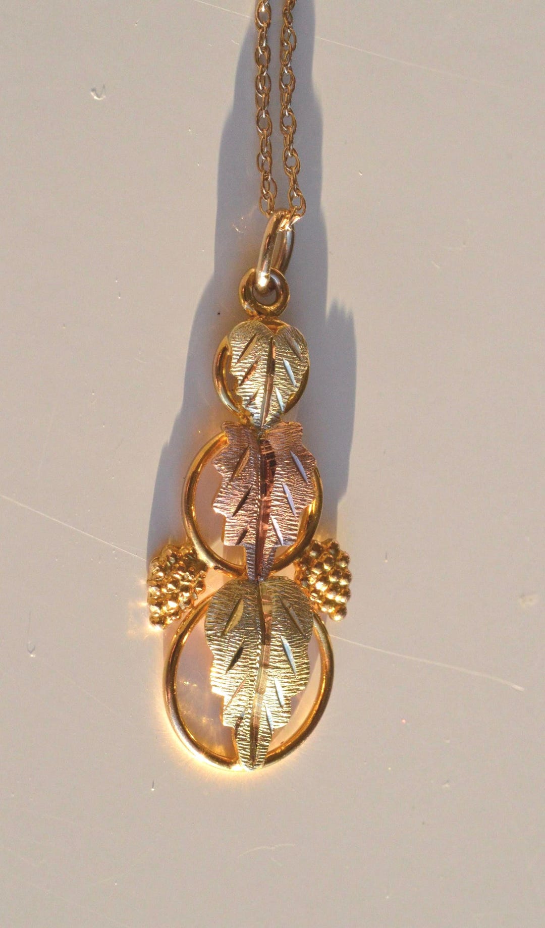 Black Hills Gold Leaf Pendant, 10k Tri-color Gold With 14k Chain - Etsy