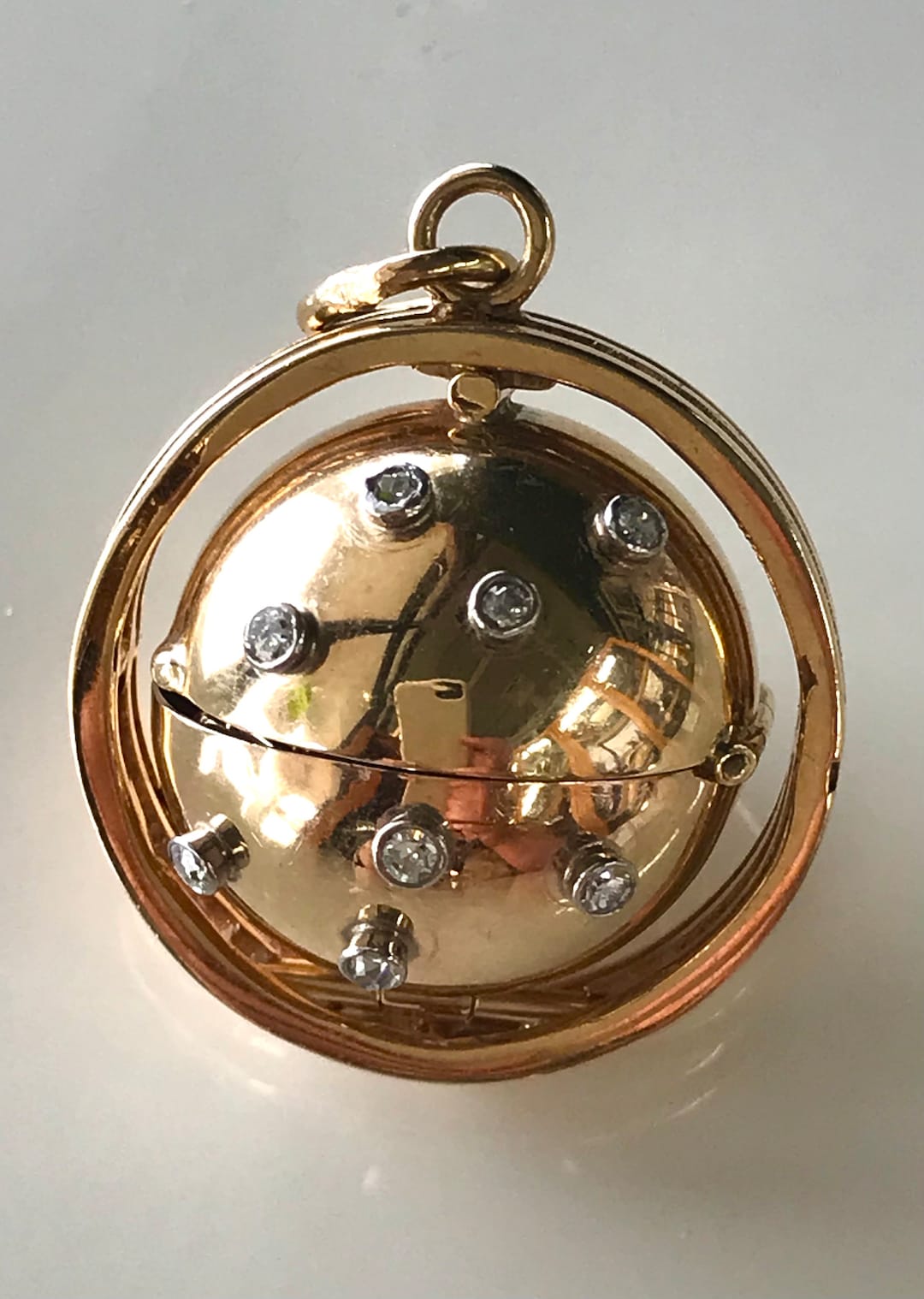 14k Space Ball Pendant, Custom Planet Pendant, Locket With Photo Frames ...
