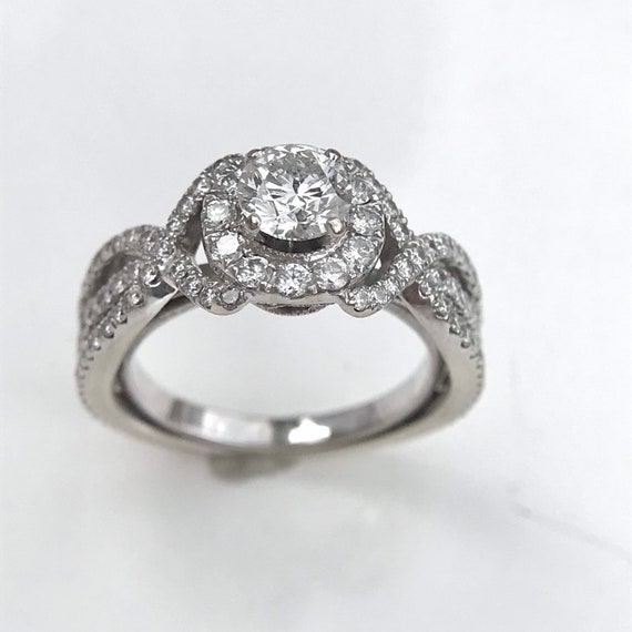 14k white gold wedding set, Engagement ring, wedding … - Gem