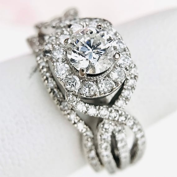 14k white gold wedding set, Engagement ring, wedding … - Gem