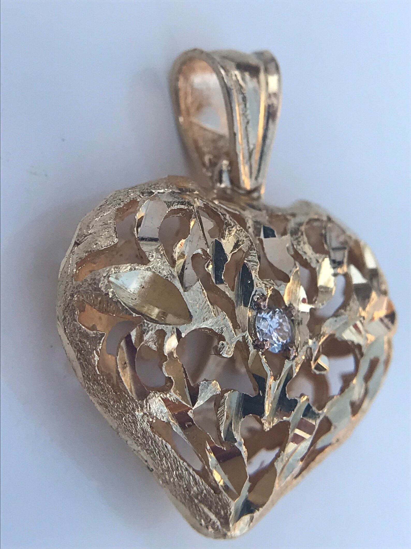 14k Puffy Gold Heart, Large Gold Heart, 1 Inch Open Gold Heart, 14 K ...