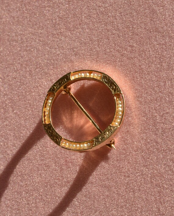 Victorian 14k gold seed pearl pin, 14k vintage seed p… - Gem