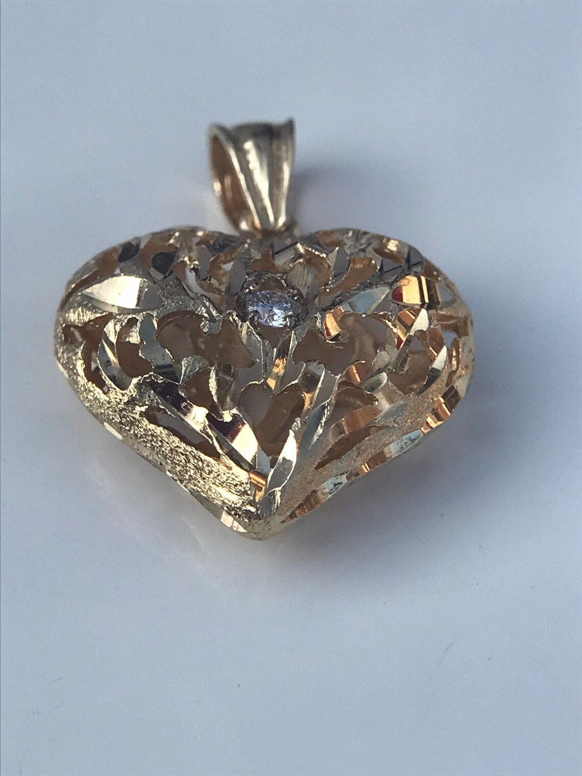 14k Puffy Gold Heart, Large Gold Heart, 1 Inch Open Gold Heart, 14 K ...