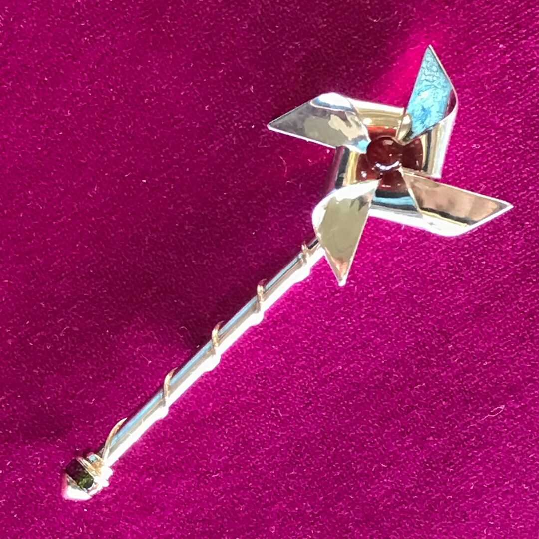 Custom Pinwheel, PIN, Silver and 14ky Gold Gemstone Pin, Spinning ...