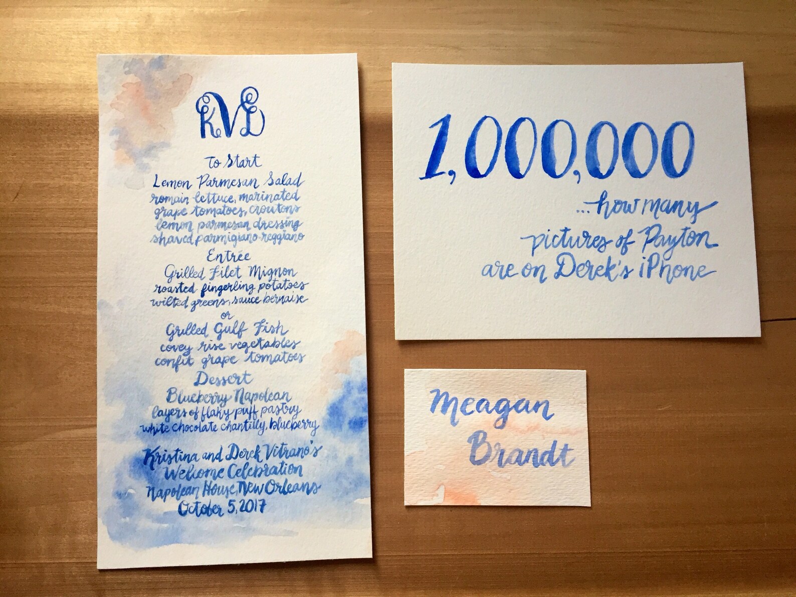 Custom Handwritten Table Cards - Watercolor or Ink - Etsy