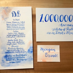 Custom Handwritten Table Cards - Watercolor or Ink - Etsy