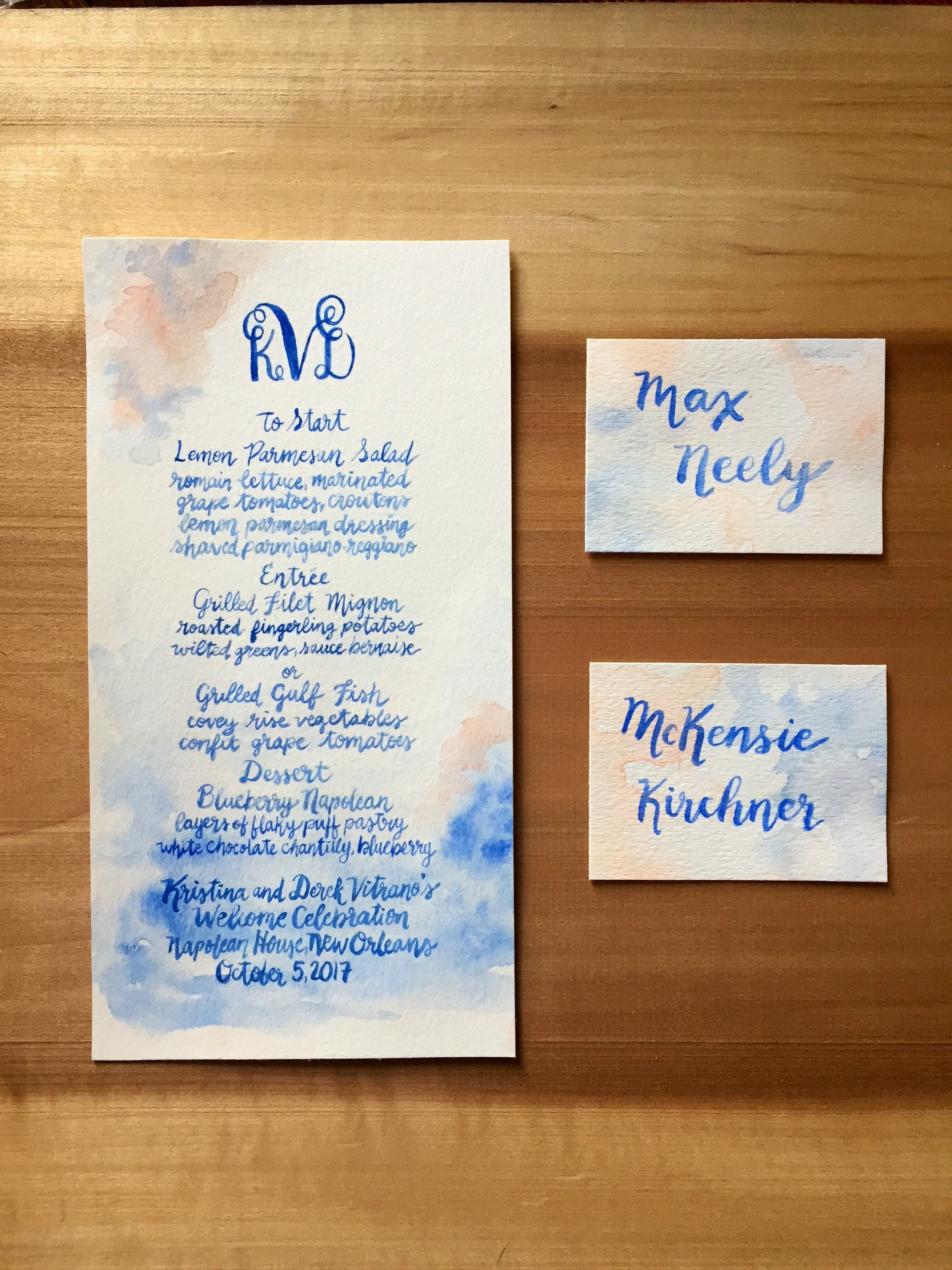 Custom Handwritten Table Cards Watercolor or Ink - Etsy