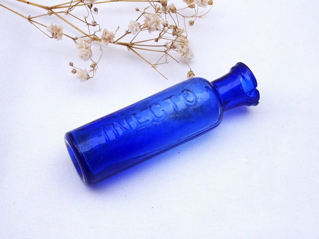 Antique Cobalt Blue INECTO Hair Dye Bottle, Rarer Blue Glass Version ...