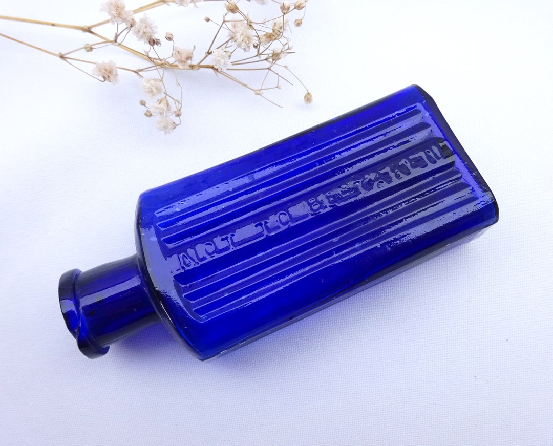 Antique Cobalt Blue Poison Bottle, 2 Oz Rectangular Not to Be Taken ...