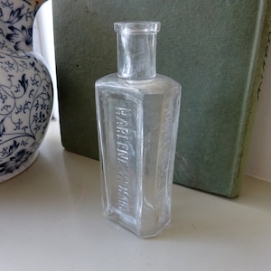 Antique Harlene for the Hair Bottle, Clear Glass Bottle. Victorian Hair ...