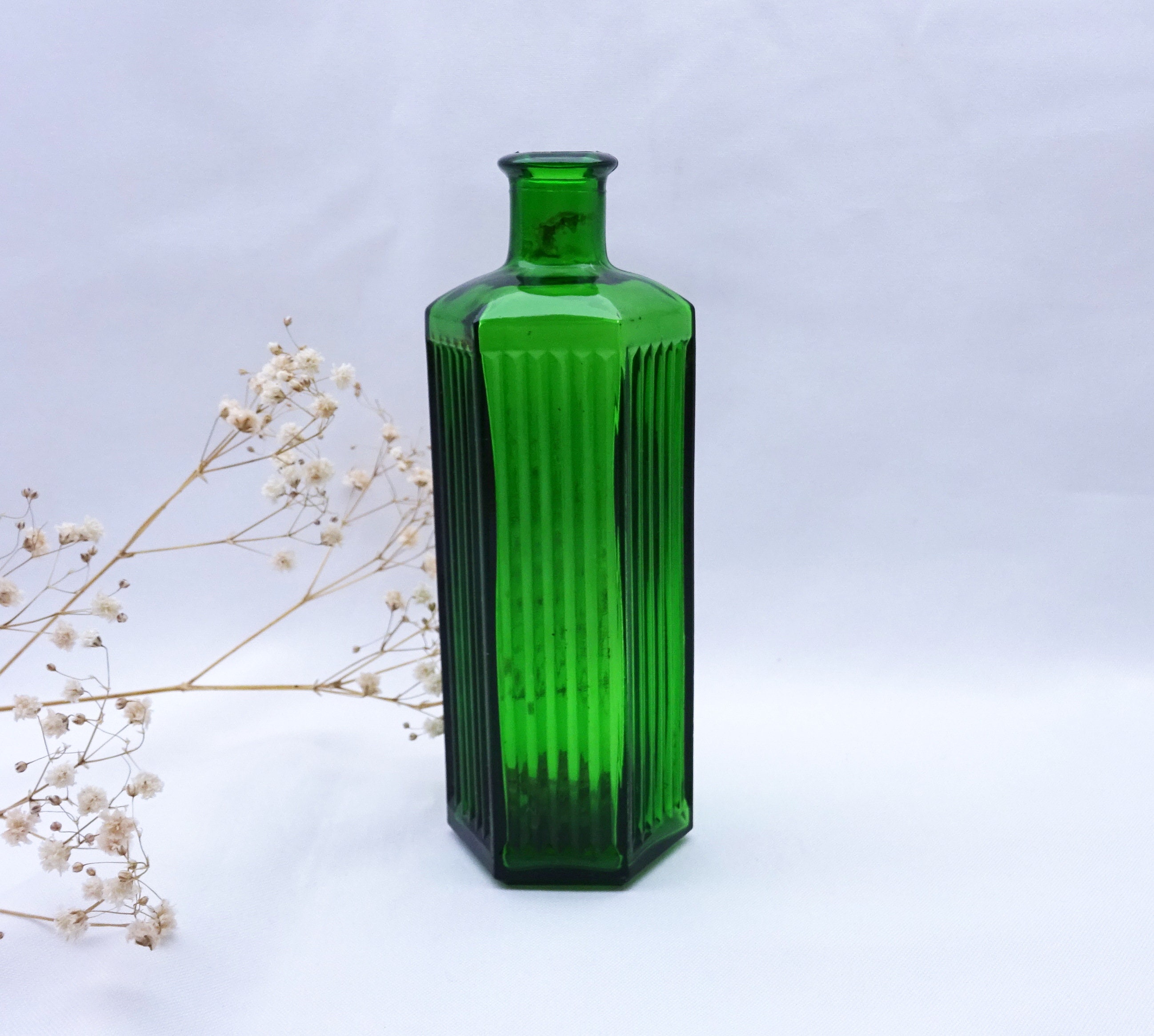 Antique 8 Oz Green Hexagonal Poison Bottle Ribs on Three - Etsy