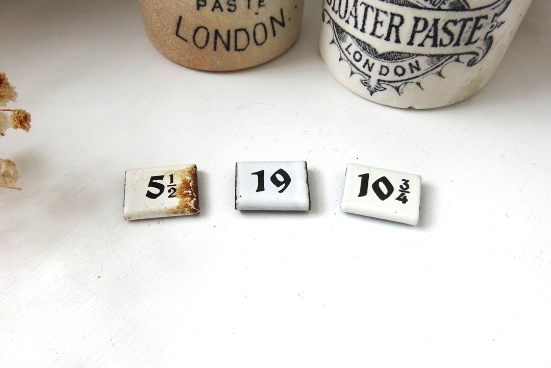 Antique French Enamelled Retail Display Numbers, 3 Small Slide on Shop ...