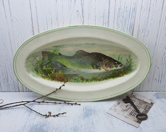 Antique Pearl Pottery Fish Platter, Royal Bourbon Ware Large Oval ...