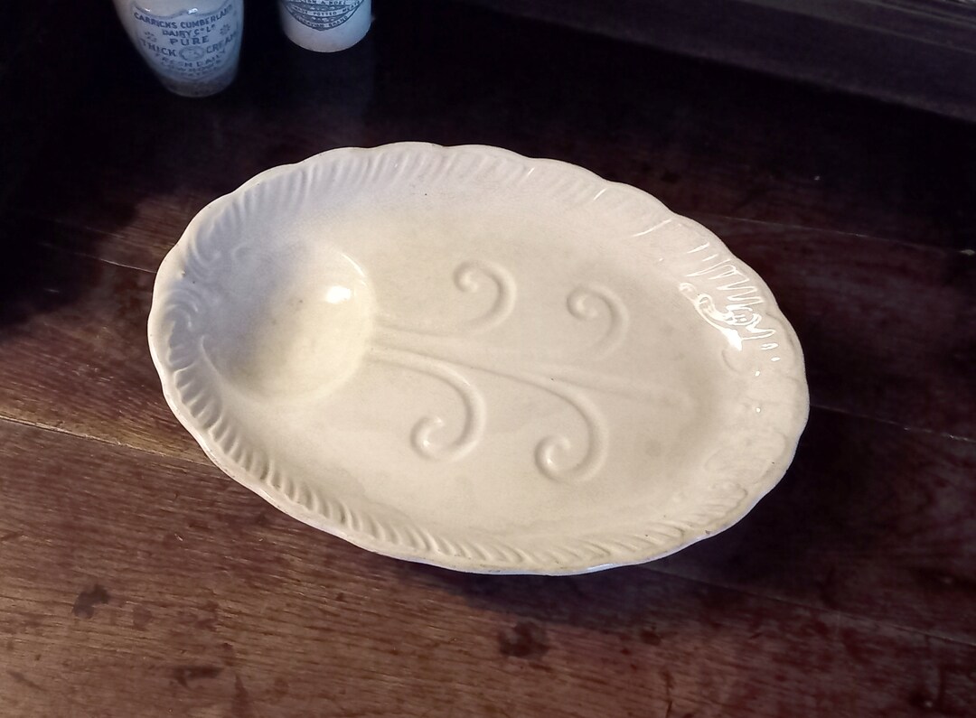 Antique Ironstone Meat Platter, Early Victorian Crazed & Stained White ...