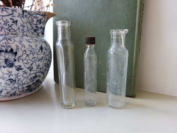 Antique Trio of Small Clear Glass Vials Perfume With Bakelite - Etsy