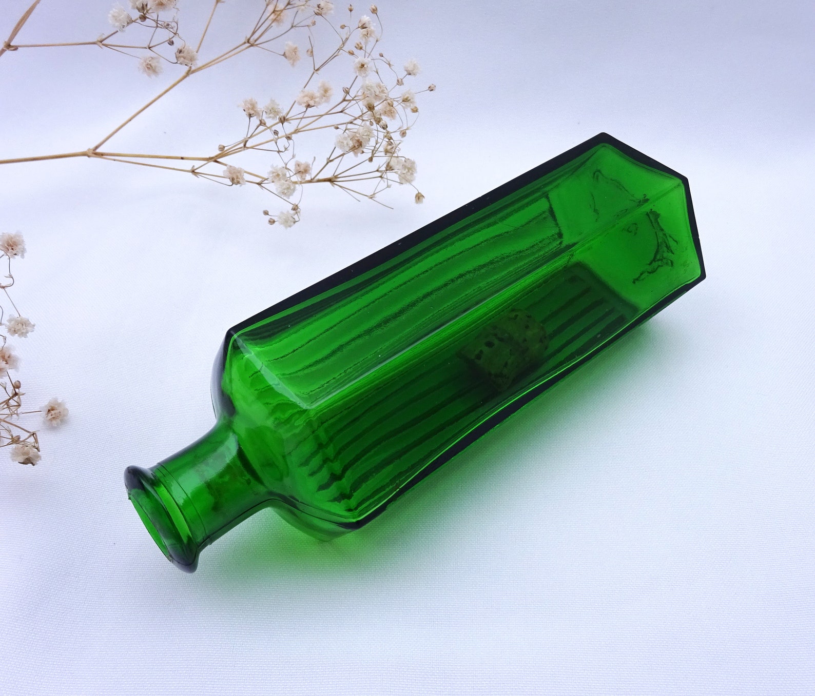 Antique 8 Oz Green Hexagonal Poison Bottle Ribs on Three - Etsy UK