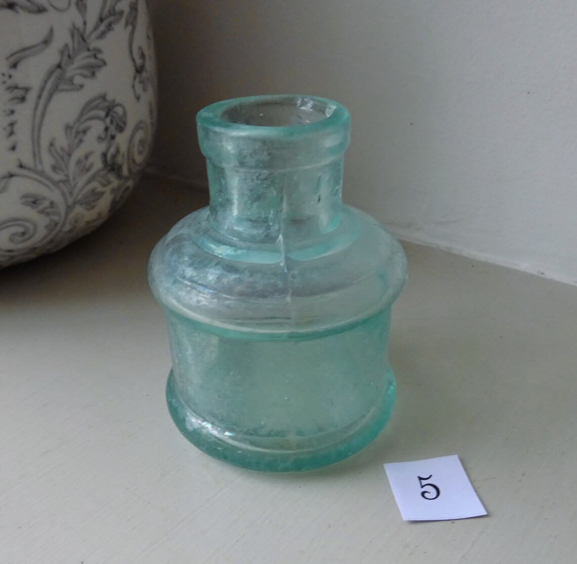 Victorian Ink Bottle X 1 Aqua Glass Bottle Octagonal Ribbed | Etsy UK