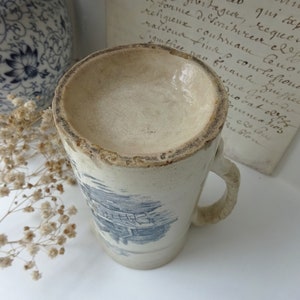 Antique Pottery Jug With Transfer Printed Farmyard Scene in Dark Blue ...