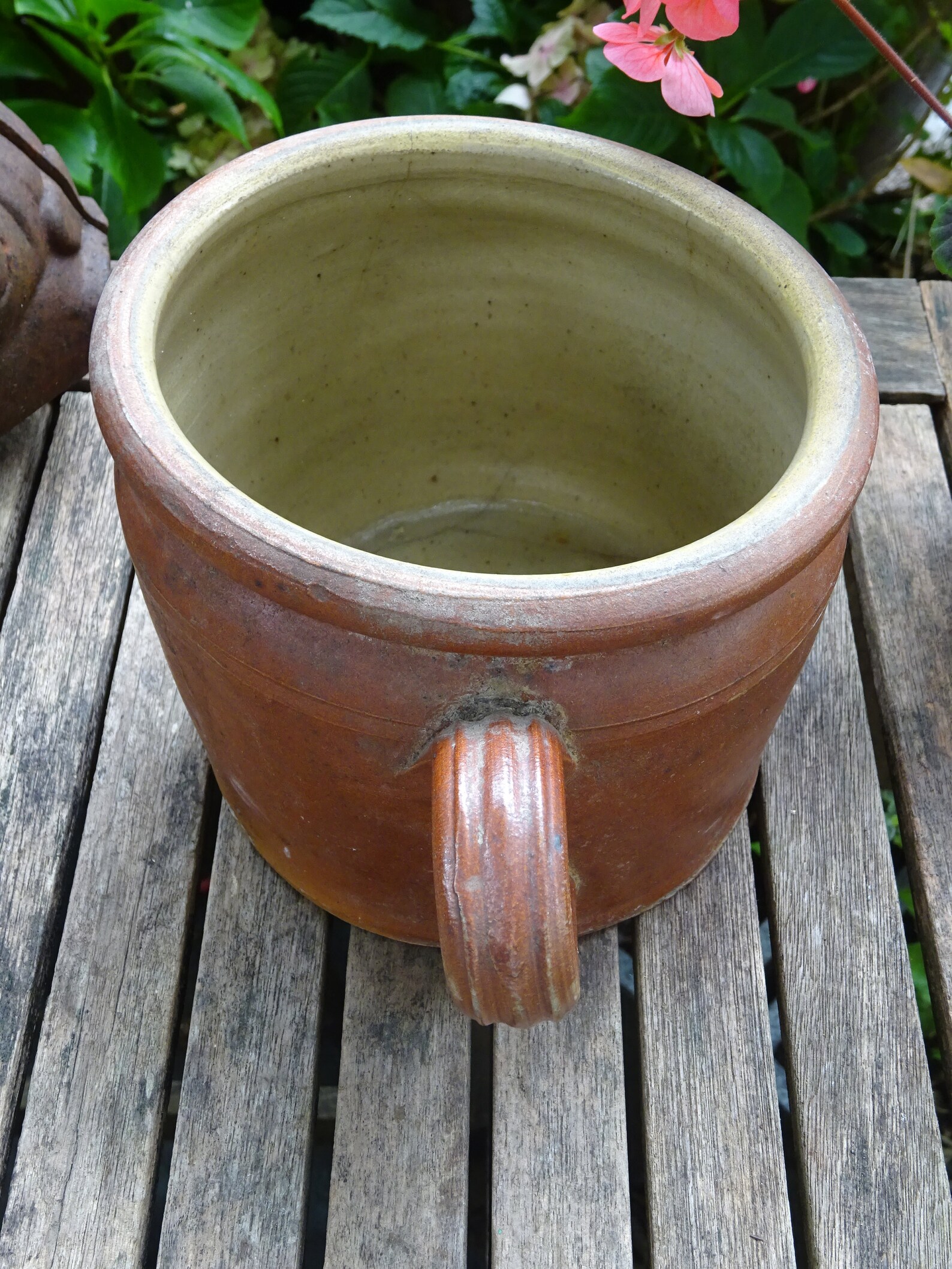 Vintage French Stoneware Rillette Pot, Rustic Salt Glazed Grease ...