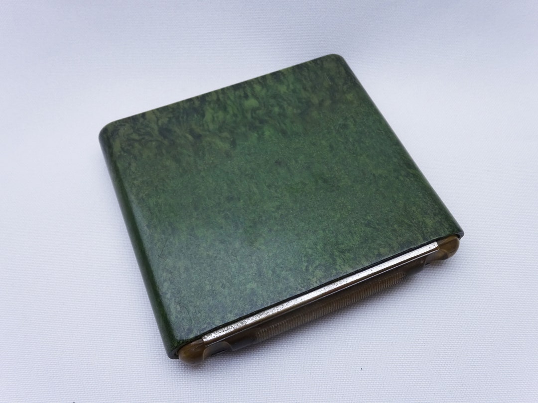 Vintage Wunup Bakelite Cigarette Case, Green Mottled Bakelite, Holds ...