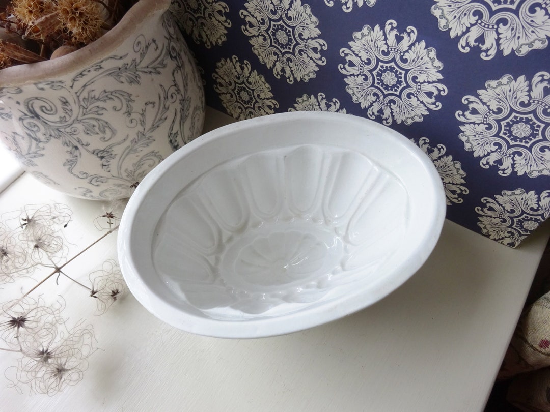 Victorian Ironstone Jelly Mould, Oval Pudding Mould, Antique Cathedral ...