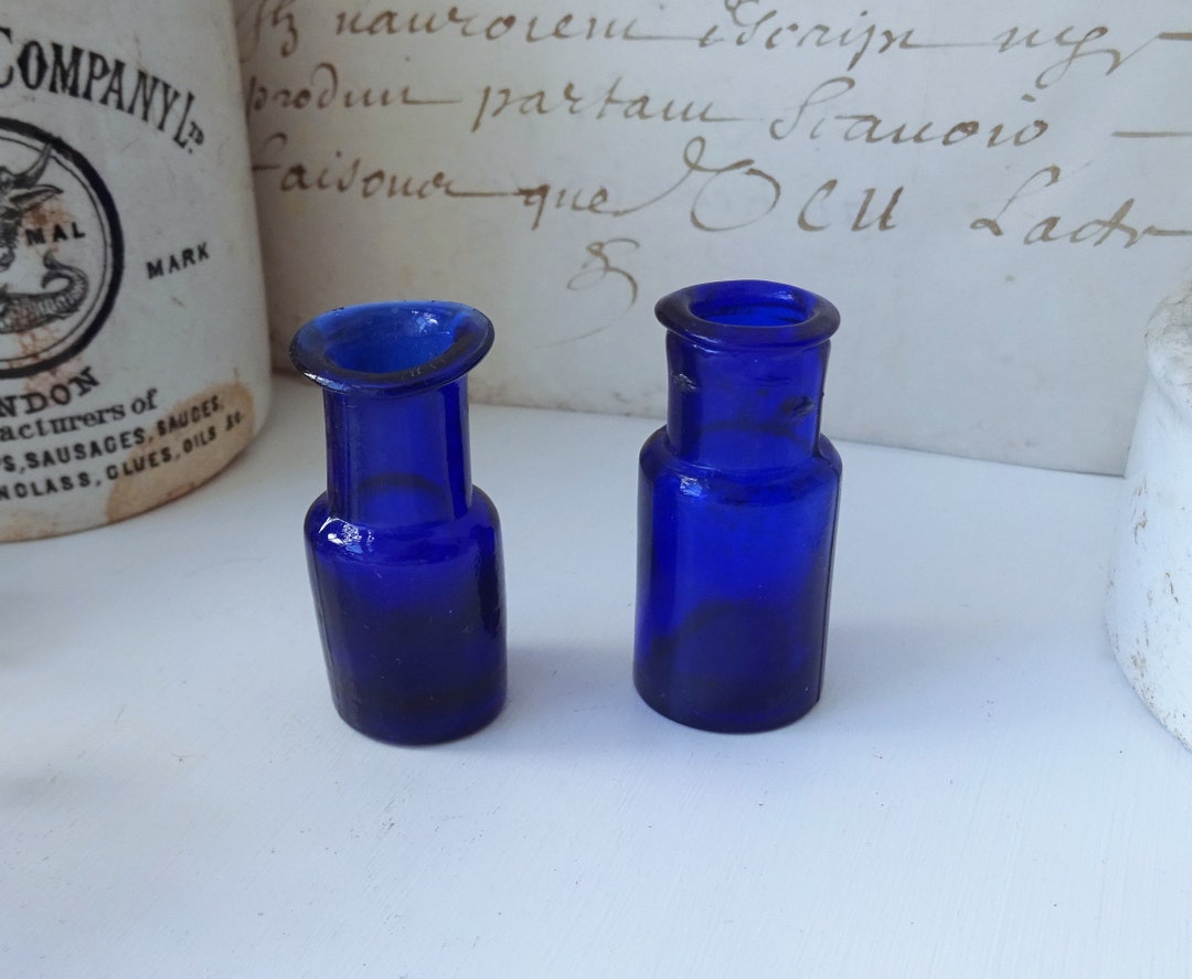 Antique Tiny Cobalt Blue Glass Bottle X1, Victorian Medicine Bottle ...
