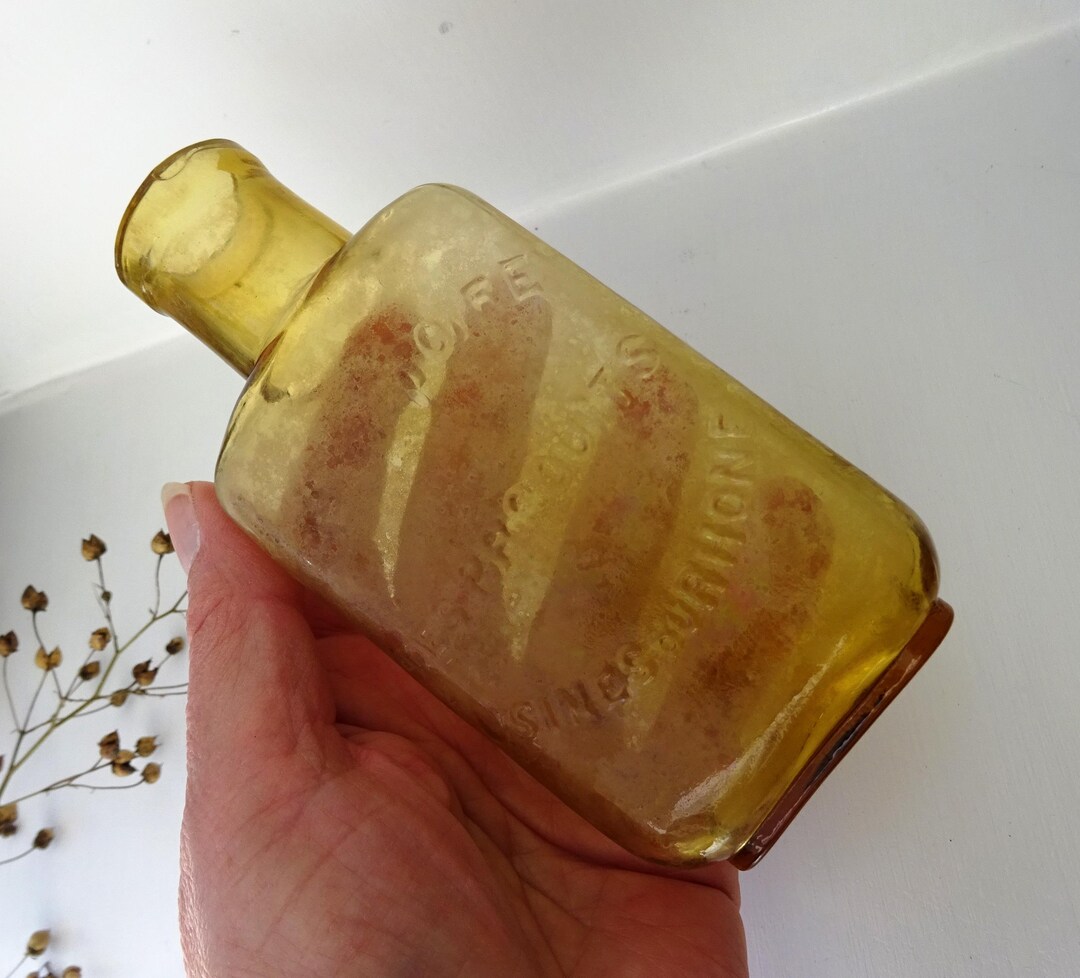 Antique French Chemist Bottle, Pale Amber Glass, Embossed Laboratoire ...