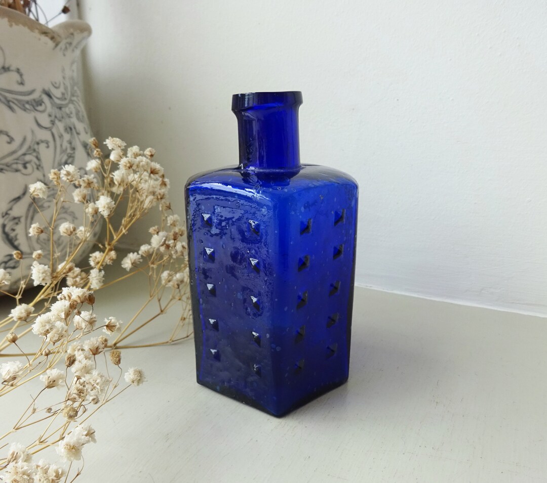 Antique BDH Hobnail Cobalt Lysol Bottle, Rare Larger Sized 4.5", Curved ...