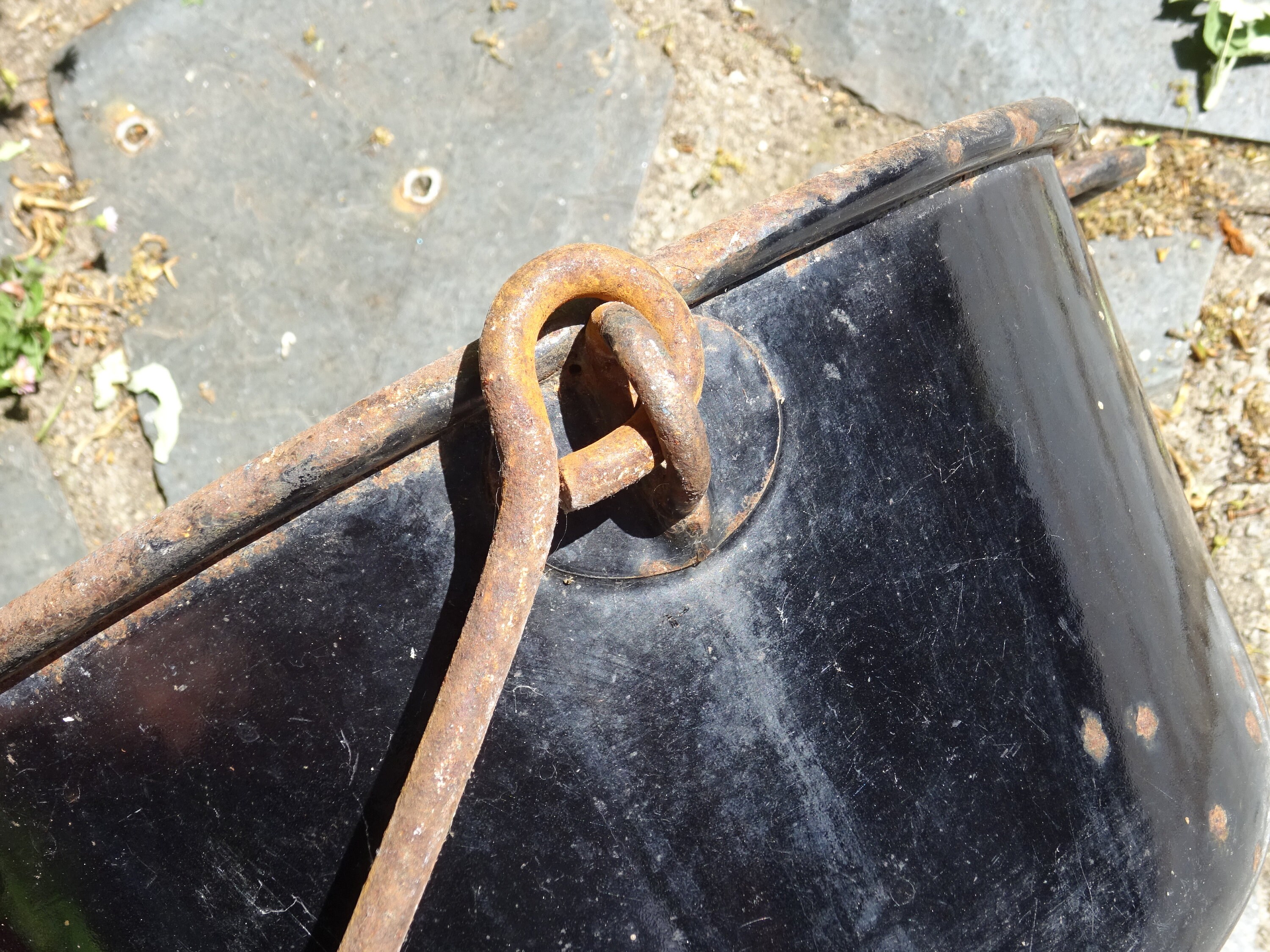 Vintage Enamelled Cast Iron Cauldron, Large Enamelware Cooking Pot With ...