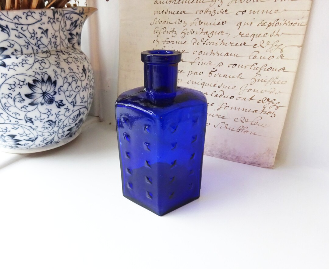 Antique BDH Hobnail Cobalt Lysol Bottle, Rare Larger Sized 4.5", Curved ...