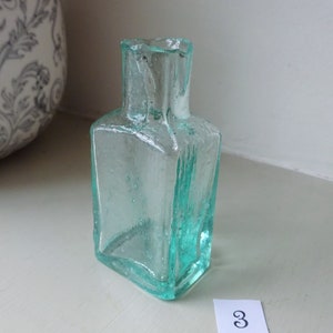 Victorian Ink Bottle X 1, Aqua Glass Bottle, Octagonal, Ribbed Pen ...