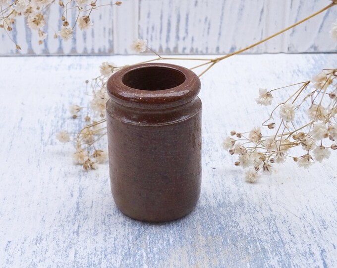 Antique Inkwell, Small Victorian Stoneware Ink Pot, Salt Glazed ...
