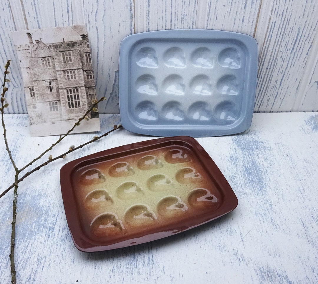 Vintage French Snail Pan, Enameled Steel Escargot Pan, Snail Dish ...