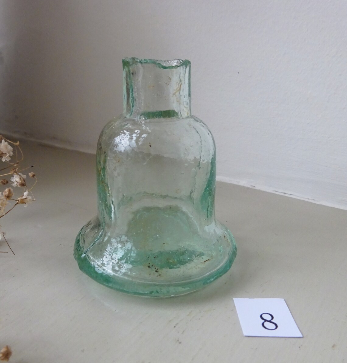 Victorian Ink Bottle X 1 Aqua Glass Bottles Octagonal Bell | Etsy UK