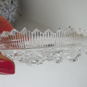 Victorian Carved Wood Butter Dish With Antique Hand Cut Lead Crystal ...