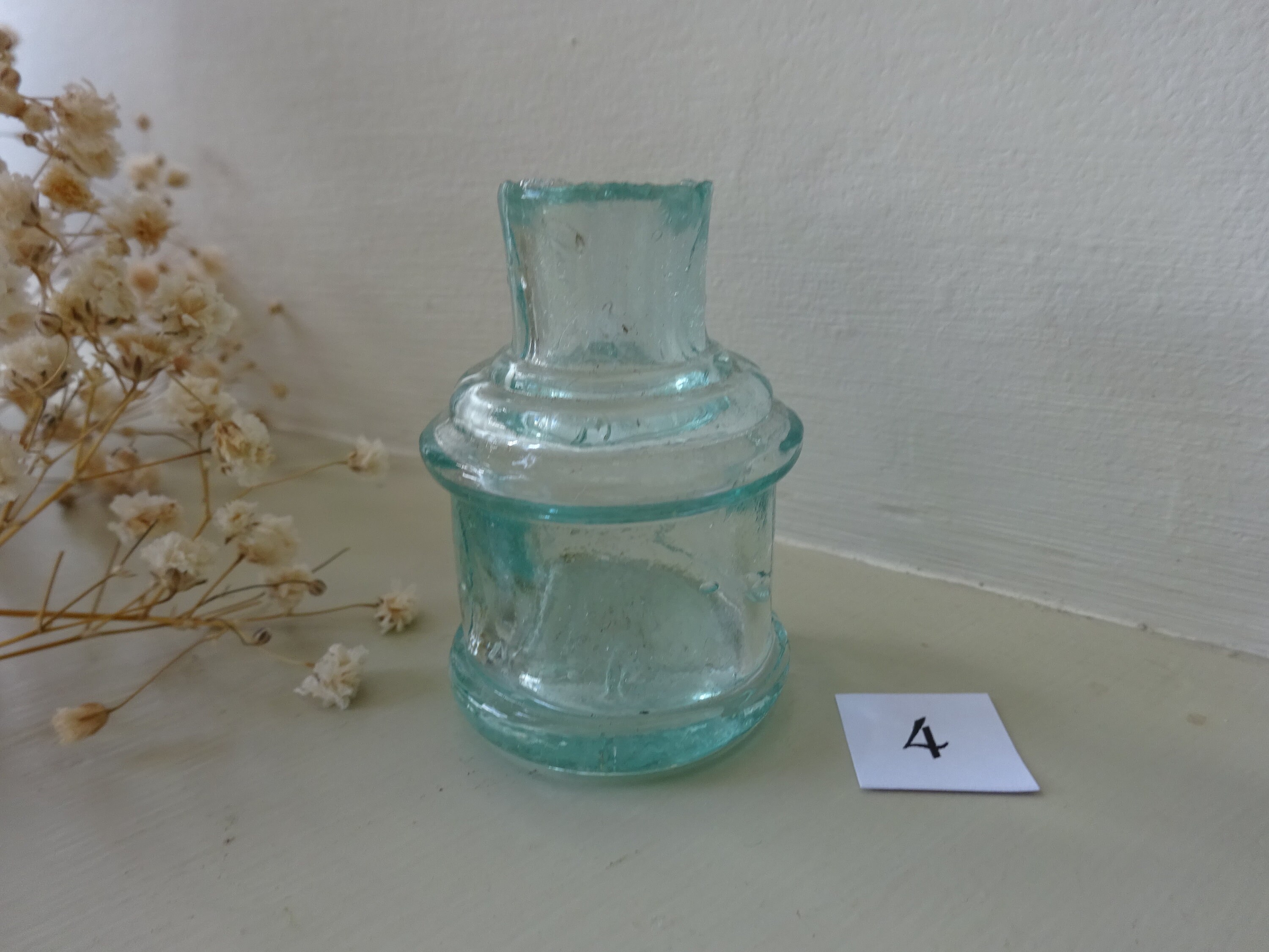 Victorian Ink Bottle X 1 Aqua Glass Bottles Octagonal Bell | Etsy UK