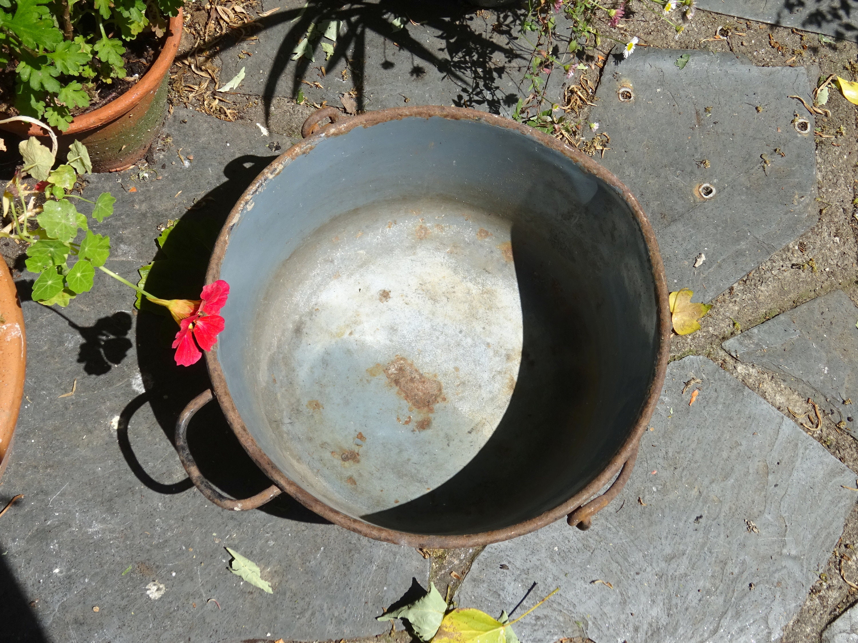 Vintage Enamelled Cast Iron Cauldron, Large Enamelware Cooking Pot With ...