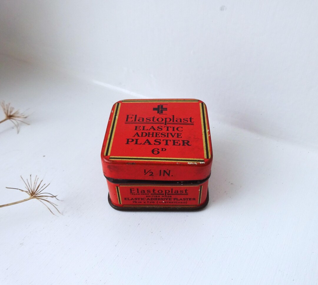 Vintage Elastoplast Tin, Small 1950's Flesh Elastic Adhesive Plaster 6d Tin, Made in England ...