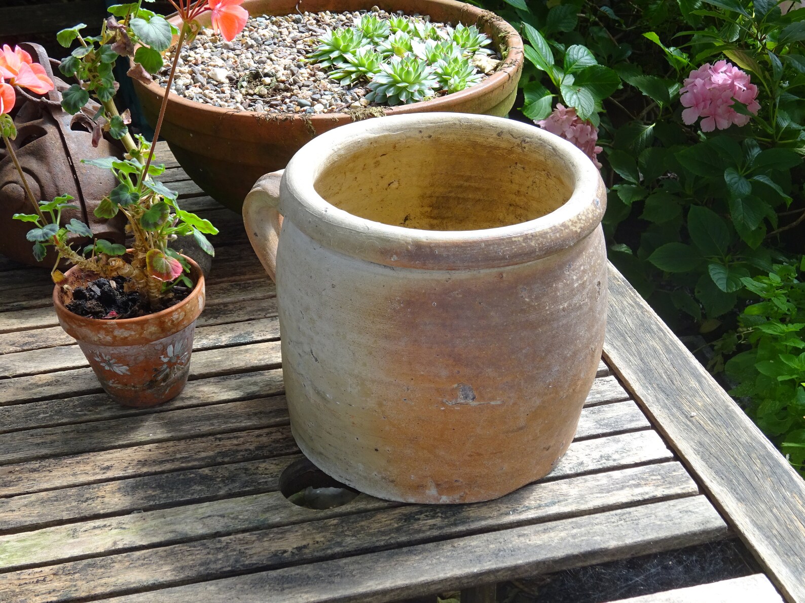 Vintage French Stoneware Rillette Pot, Large and Heavy Grease / Confit ...