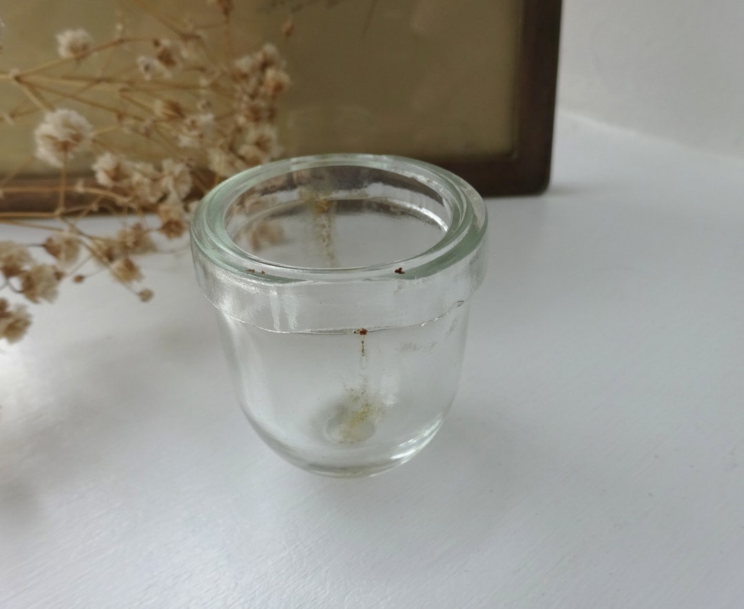 Antique Glass Inkwell Insert / Liner, Circular, Two Flat Panels on ...