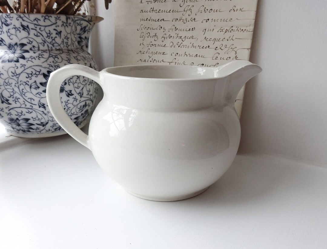 Vintage Ironstone Jug, White Ceramic Milk Jug, 1930's, Flower Vase ...