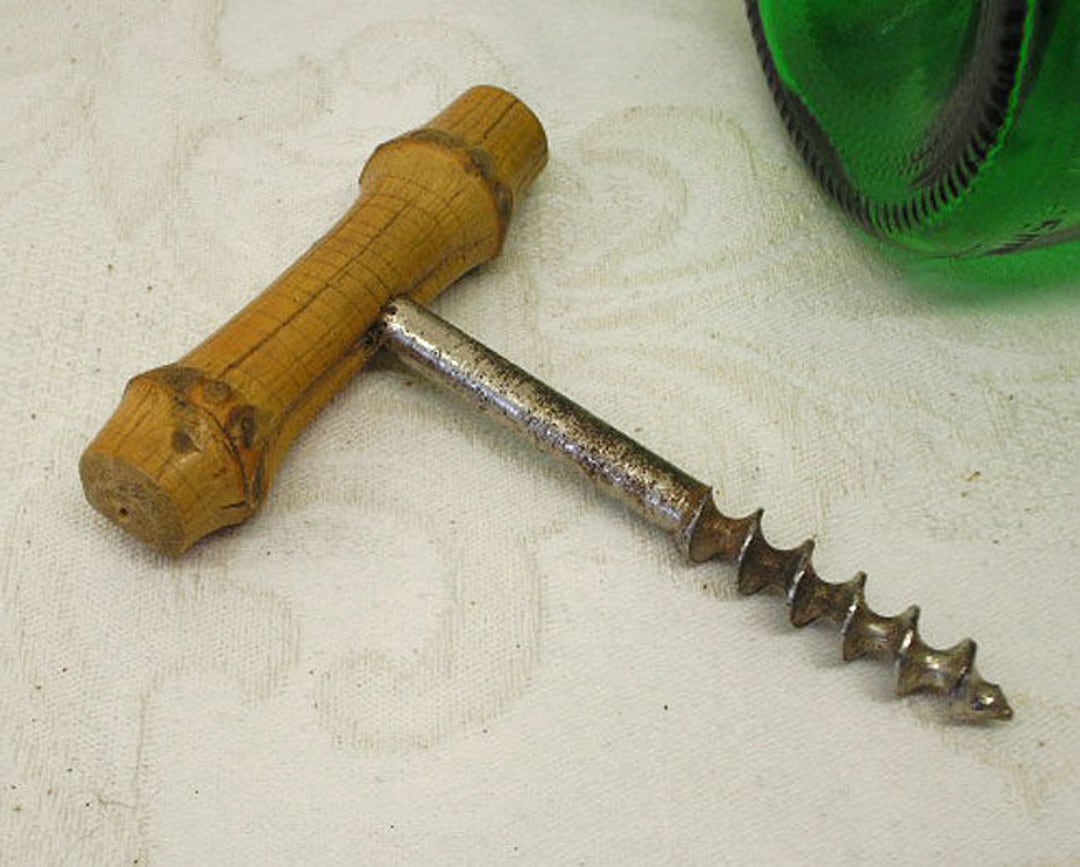 Vintage Corkscrew With Bamboo Wood Handle. Breweriana Winery Vintner ...