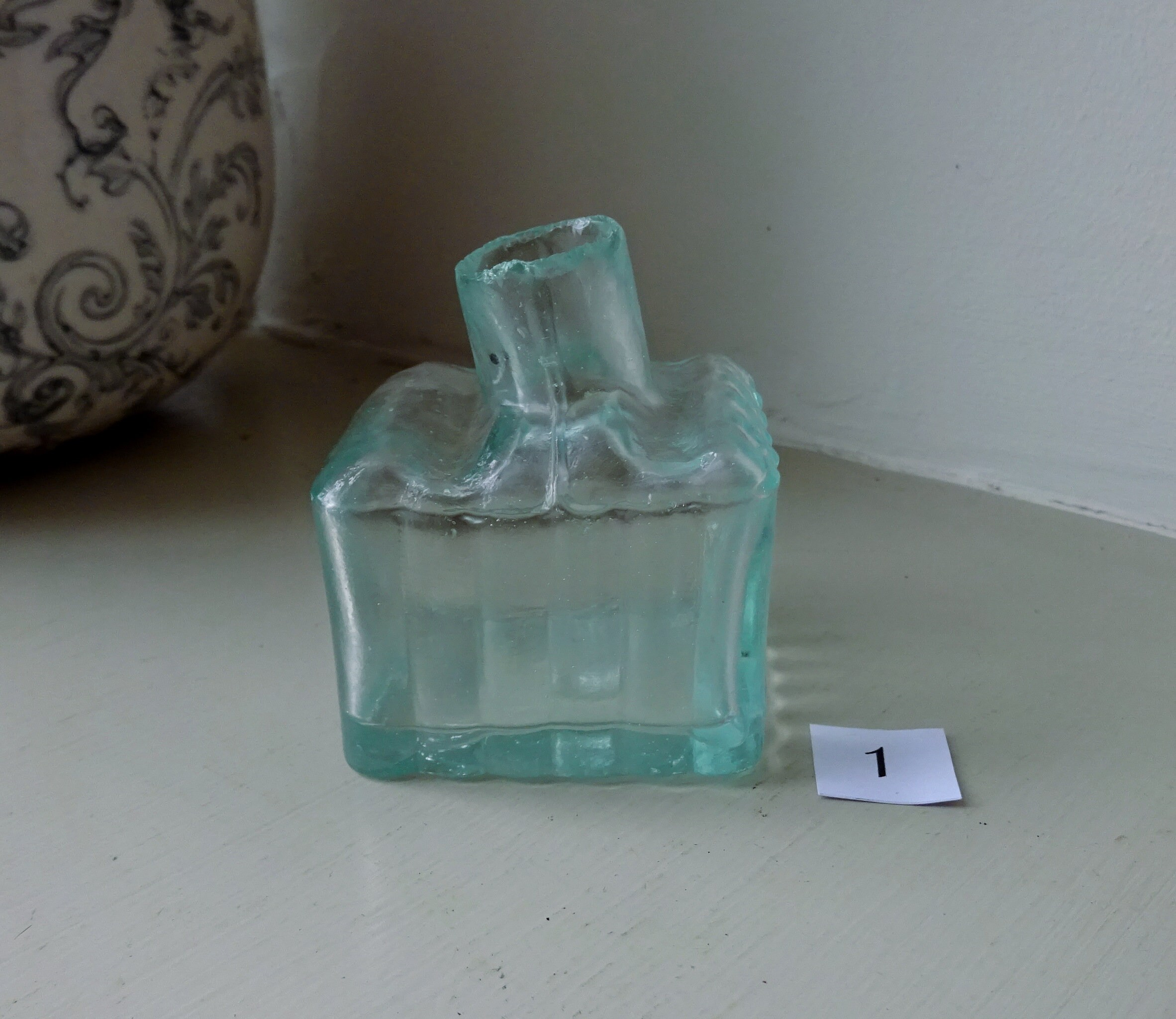 Victorian Ink Bottle X 1 Aqua Glass Octagonal Ribbed Pen | Etsy UK