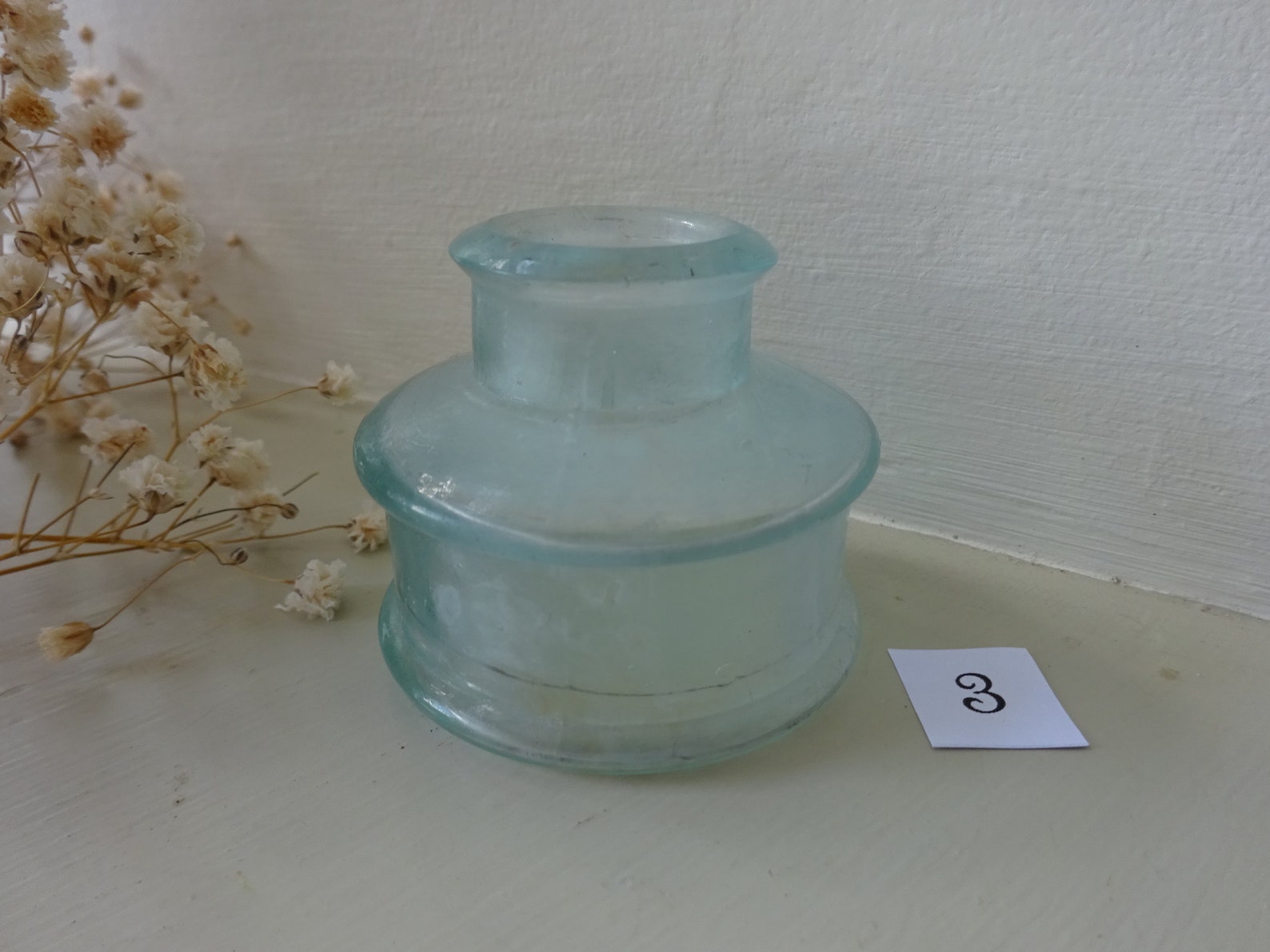 Victorian Ink Bottle X 1 Aqua Glass Bottles Octagonal Bell | Etsy UK