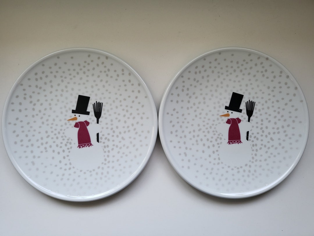 Bodum Snowman Dinner Plates, Set of 2 Holiday Plates 10", Vintage - Etsy