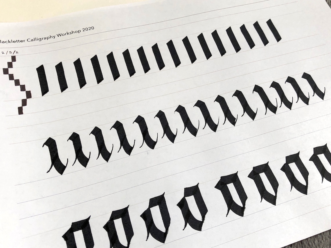 Blackletter Fraktur Calligraphy Worksheets Lowercase Fraktur - Etsy