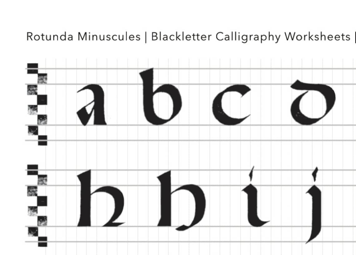 Blackletter ROTUNDA Calligraphy Worksheets - Learn Gothic Calligraphy ...