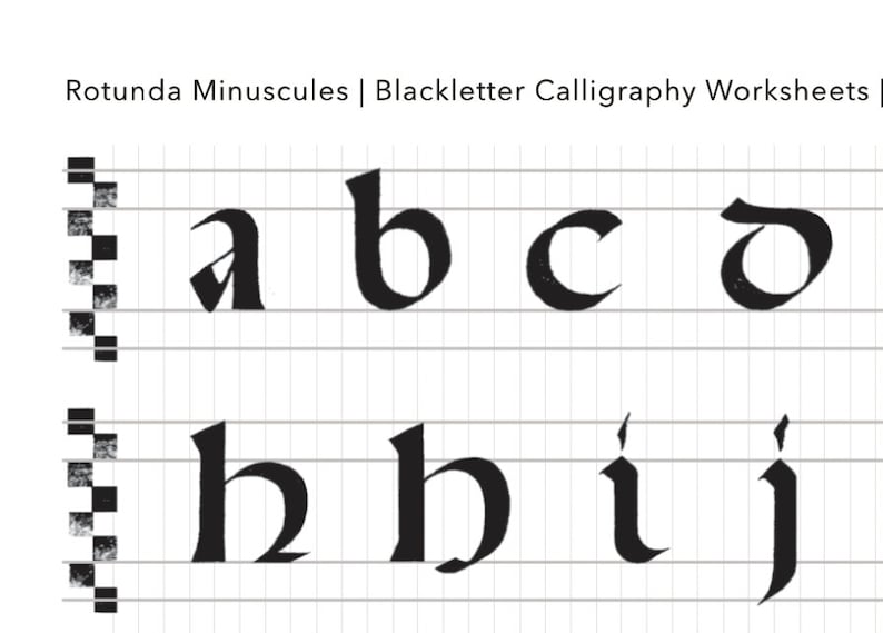 Blackletter ROTUNDA Calligraphy Worksheets - Learn Gothic Calligraphy ...